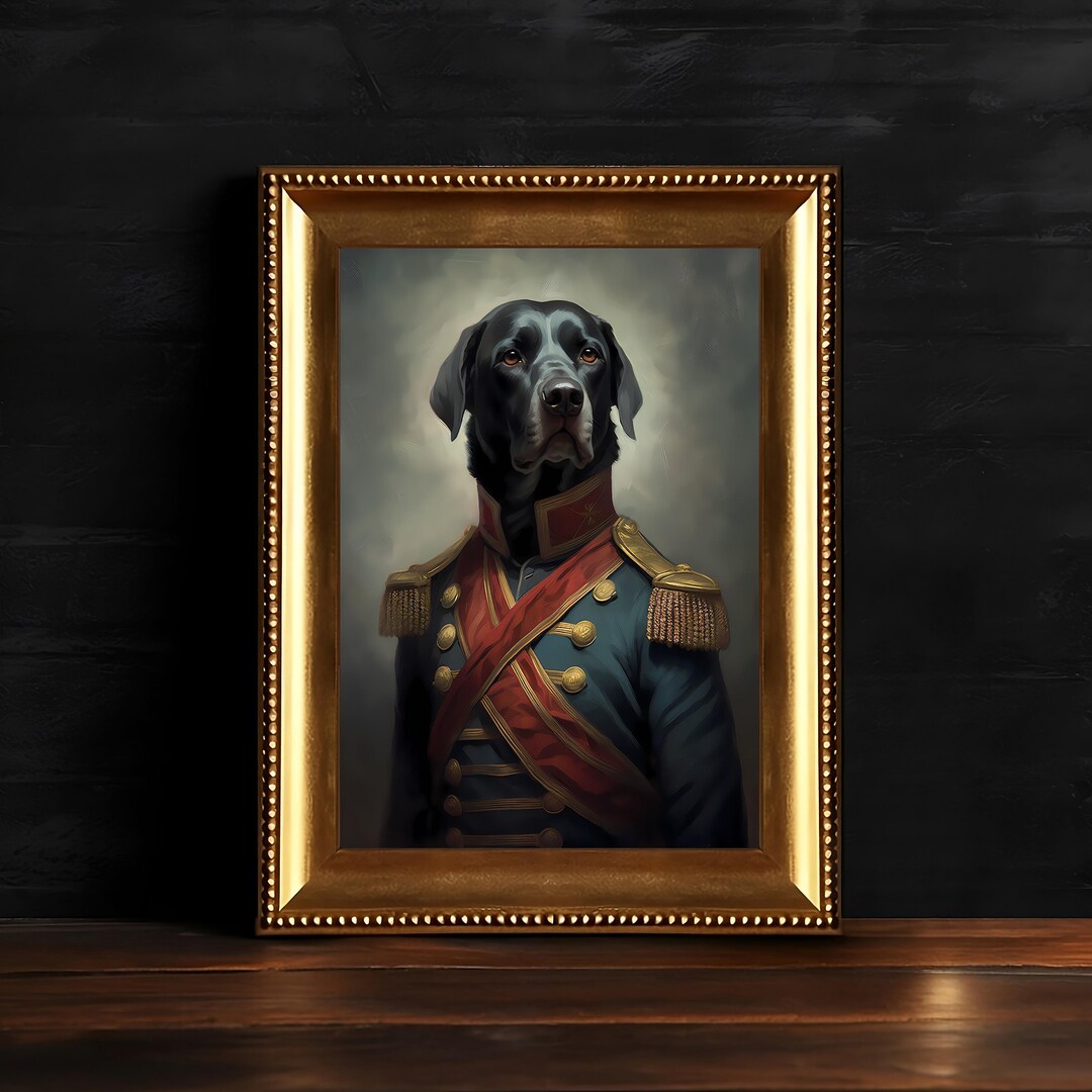 Victorian Black Lab Vintage Portrait, Dog Painting, Animal Art Print ...
