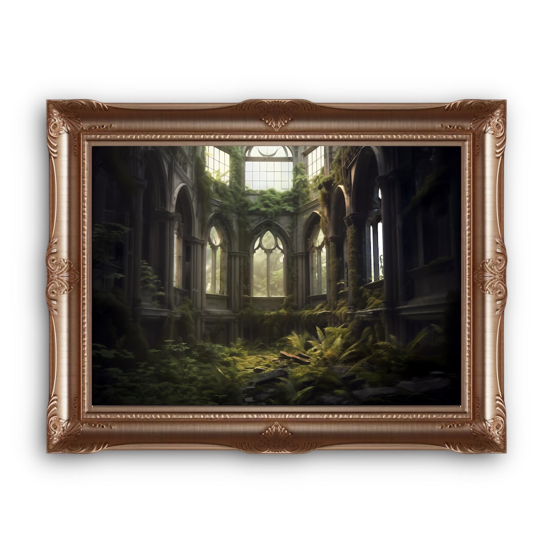 Overgrown Cathedral, Printable Victorian Wall Art, Nature Reclamation ...