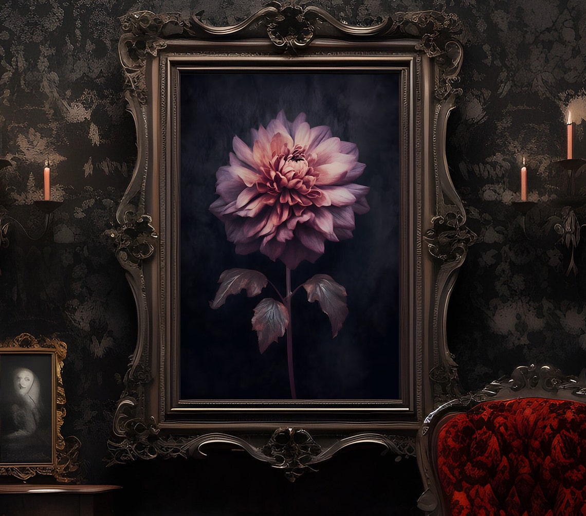 Gothic Floral Wall Art Dark Moody Flower Vintage Botanical - Etsy