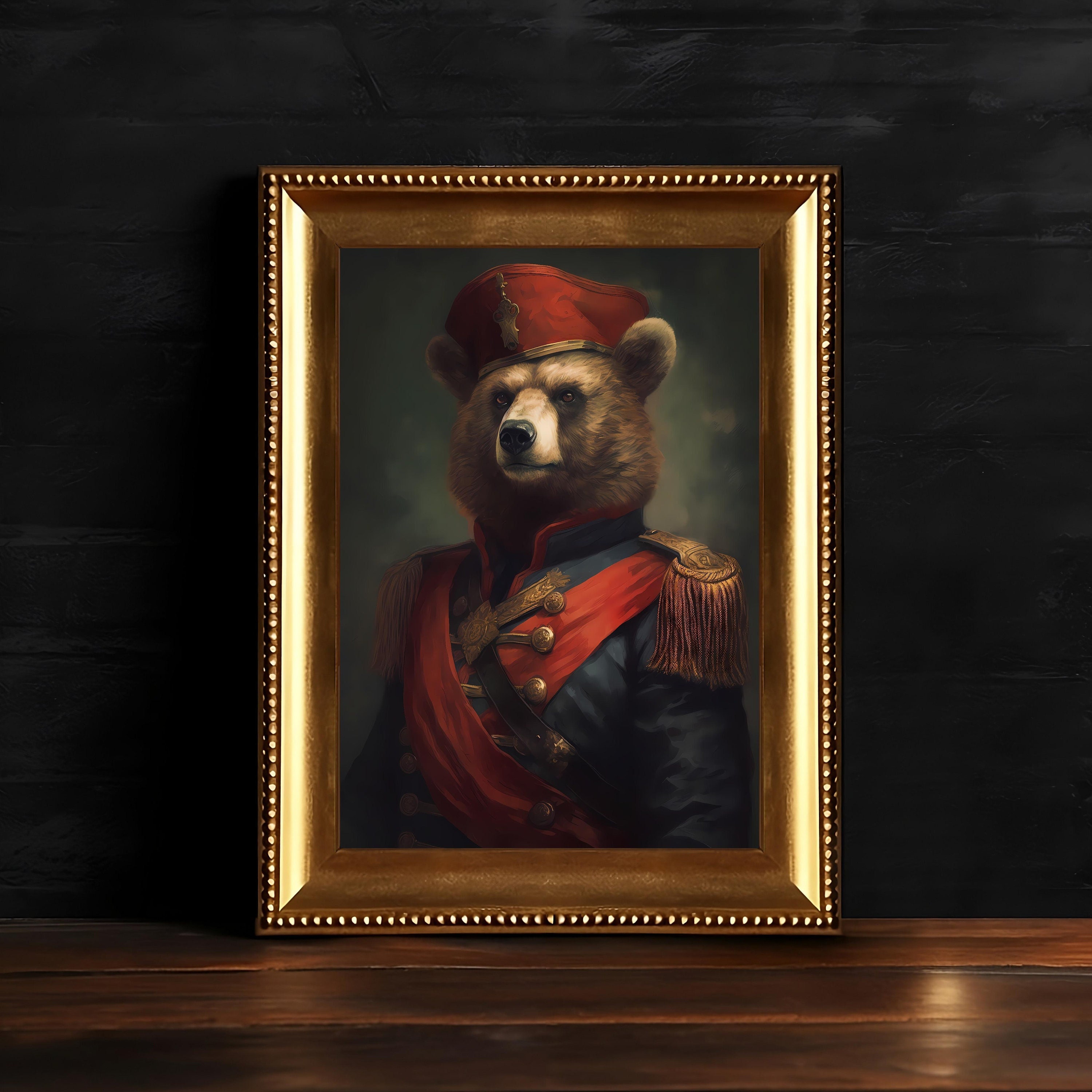 Victorian Bear Vintage Portrait, Brown Bear, Animal Art Print, Goth ...