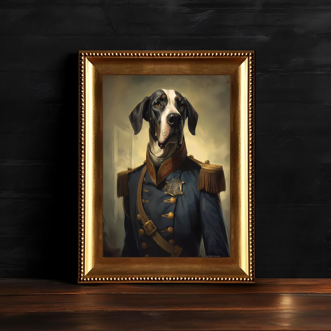 Victorian Great Dane Vintage Portrait, Dog Painting, Animal Art Print ...