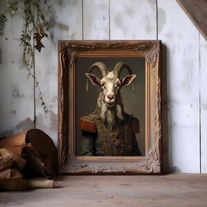 Victorian Goat Vintage Portrait, Animal Art Print, Goth Home Decor ...