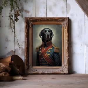 Victorian Black Lab Vintage Portrait, Dog Painting, Animal Art Print ...