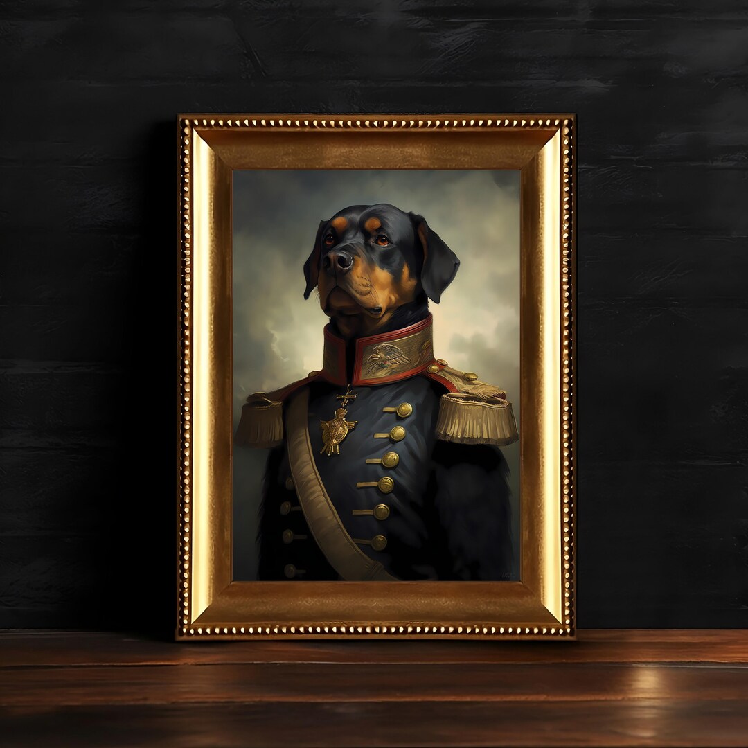 Victorian Rottweiler Vintage Portrait, Dog Painting, Animal Art Print ...