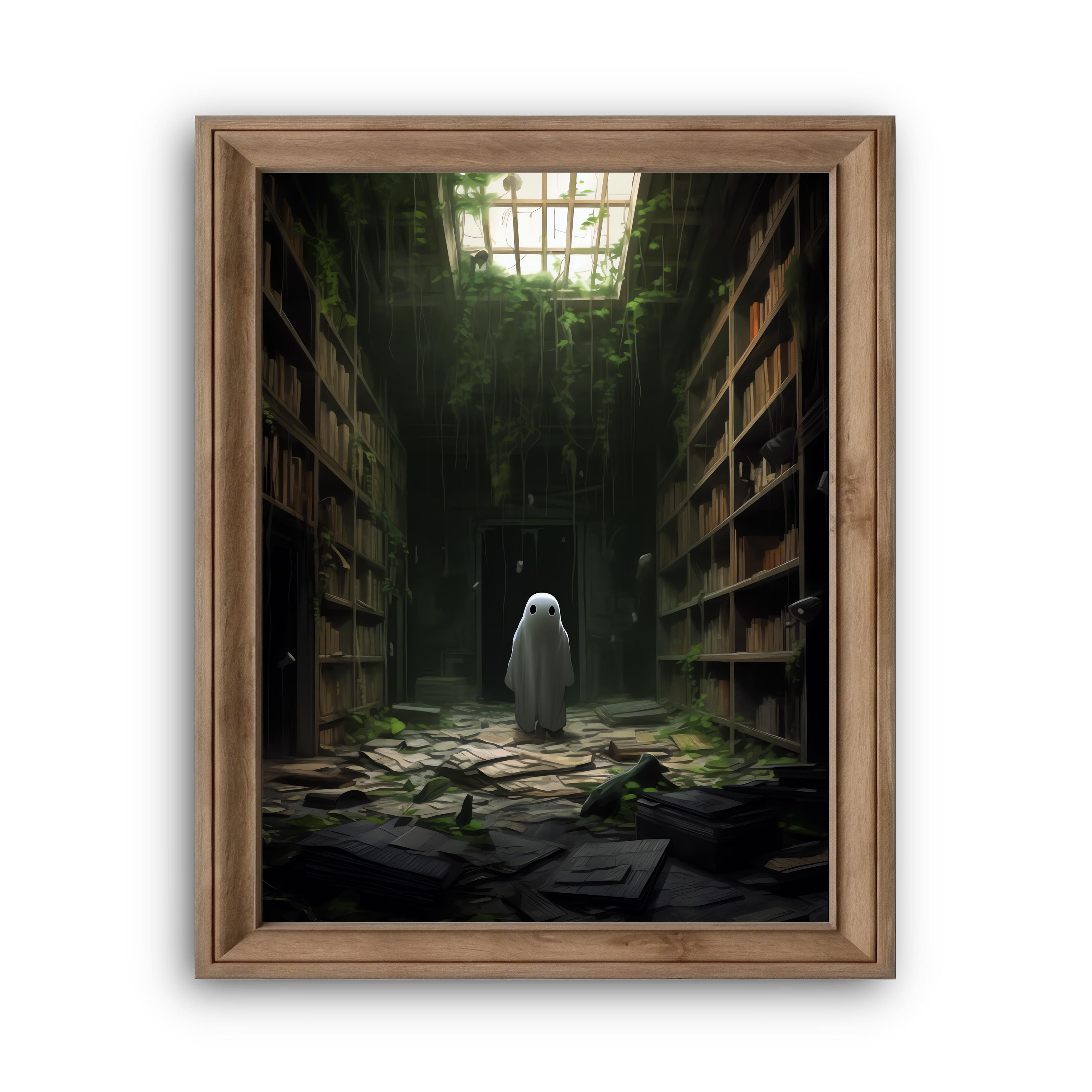 Printable Ghost in the Library Haunting Dark Academia Print - Etsy