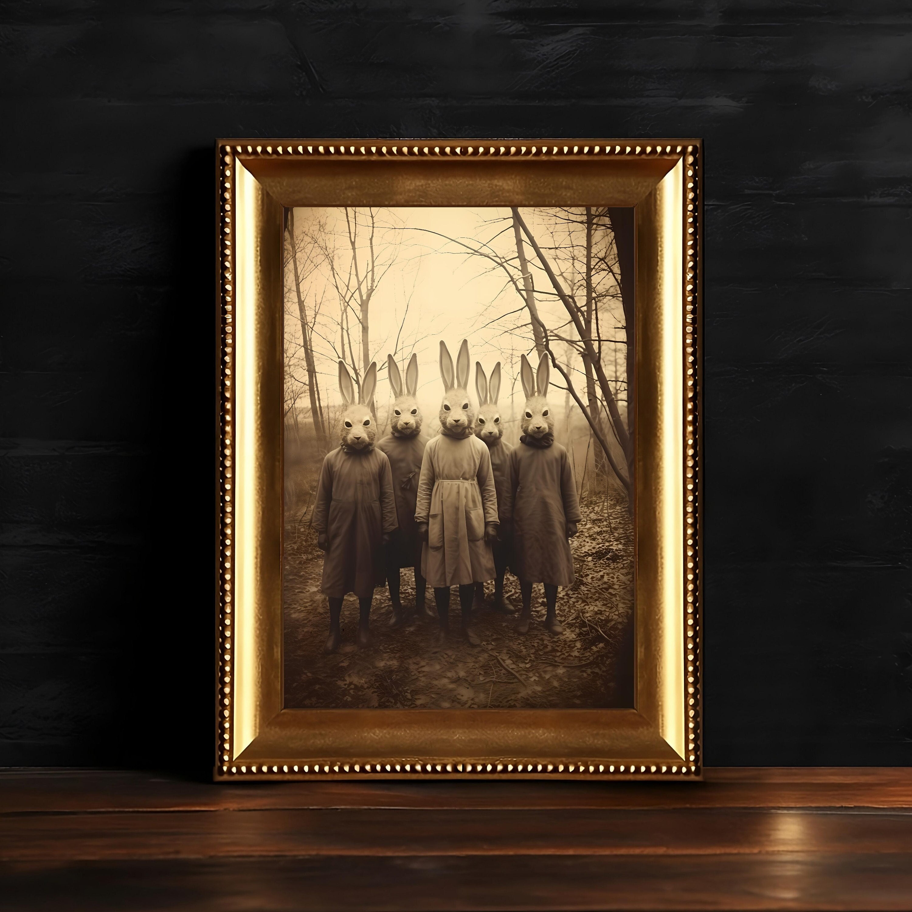 Creepy Rabbit Cult Print, Dark Decor, Vintage Photography, Witchy Decor ...