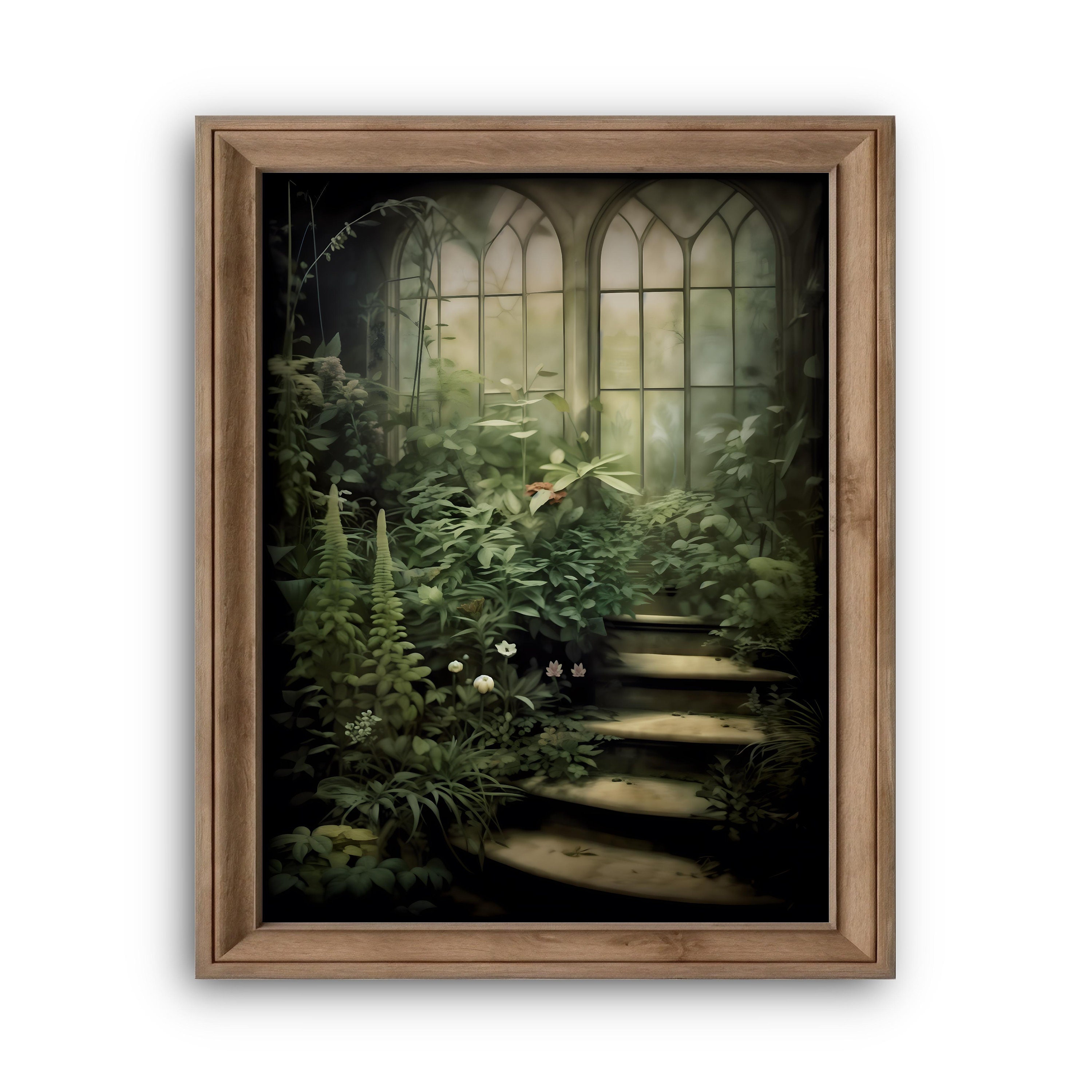 Overgrown Castle Stairs, Printable Victorian Wall Art, Dark Academia ...