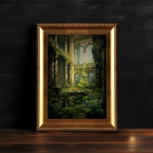 Overgrown Villa Courtyard, Printable Victorian Wall Art, Nature ...