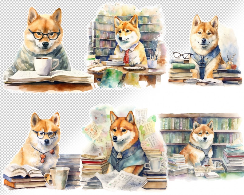 Shiba Inu Watercolor Clipart Hardworker Edition Clip Art PNG, High ...