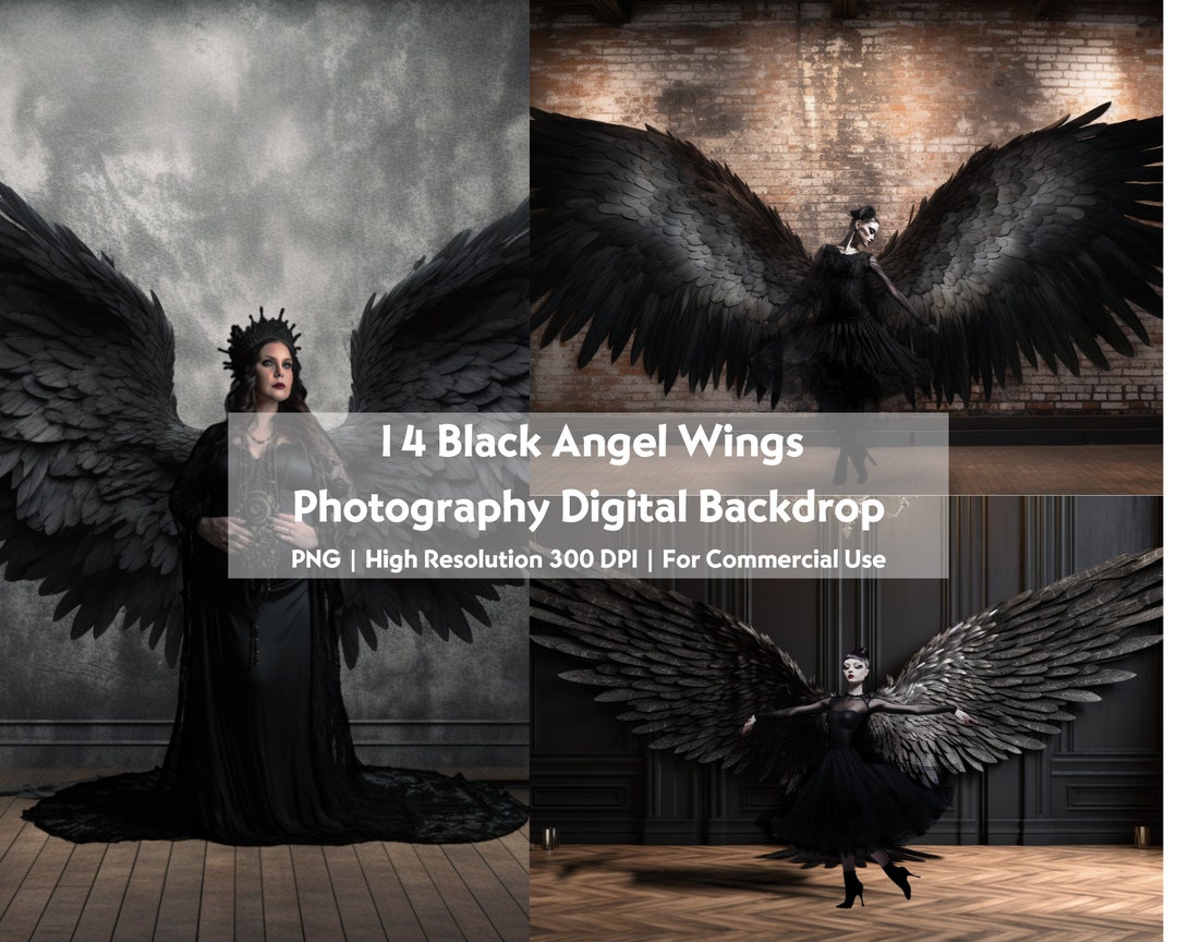 14 Black Angel Wings Digital Backdrop/background | Photography/studio ...