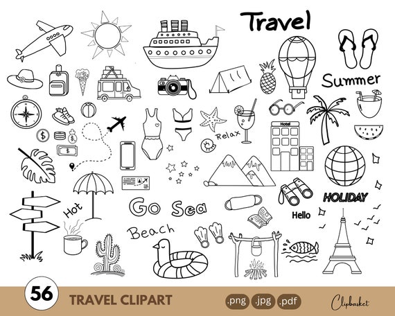 Vacation Clip Art Black And White