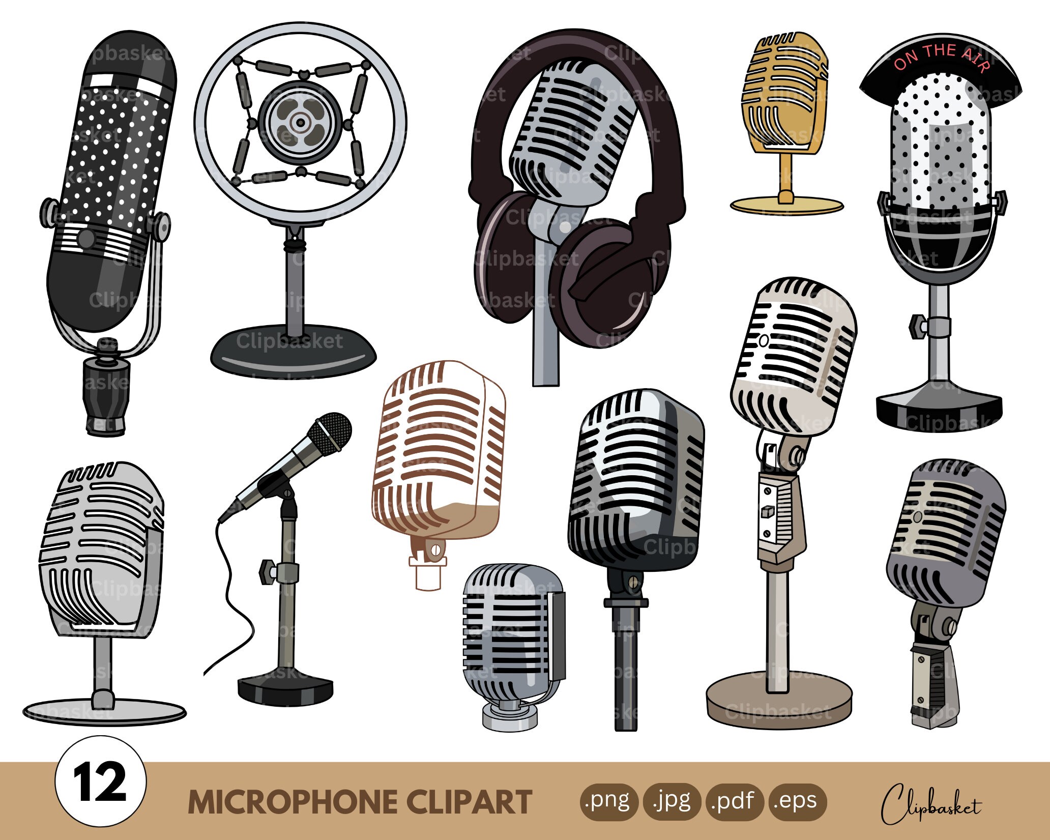 Radio Microphone Clip Art Vintage
