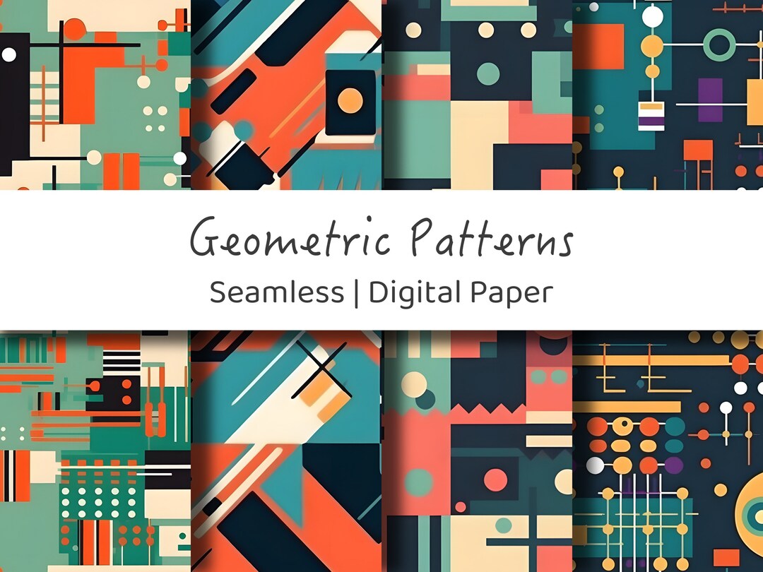 2D Geometric Patterns | 4 Seamless Prints, Geometric Digital Paper ...