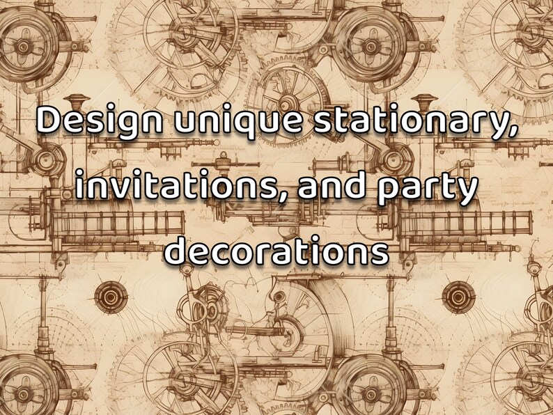 Vintage Davinci Style Diagram Patterns 4 Seamless Prints, Digital Paper ...