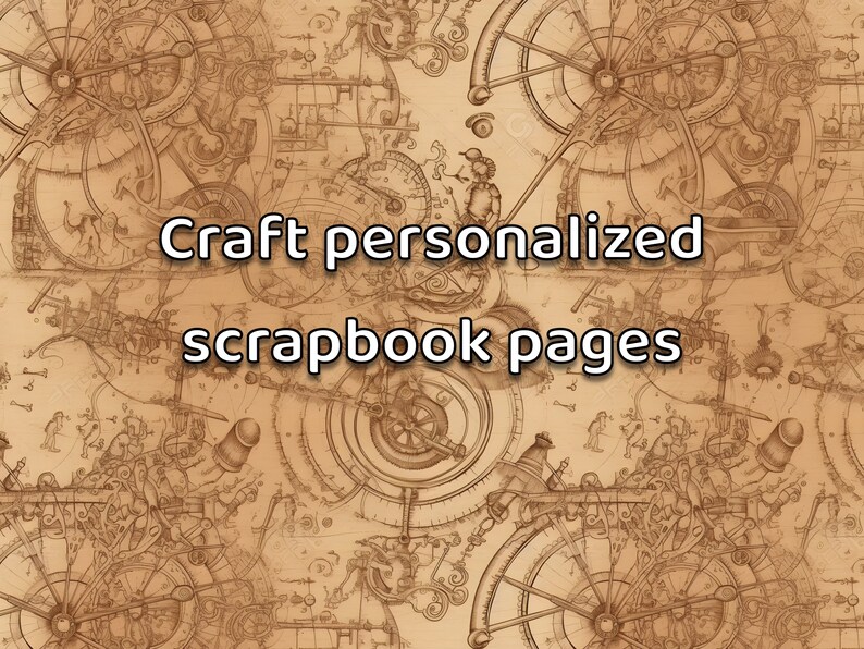 Vintage Davinci Style Diagram Patterns 4 Seamless Prints, Digital Paper ...