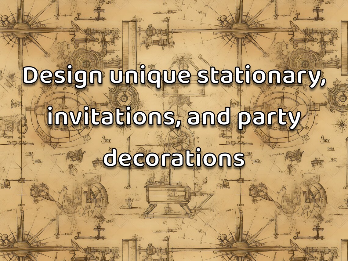 Vintage Davinci Style Diagram Patterns 4 Seamless Prints, Digital Paper ...