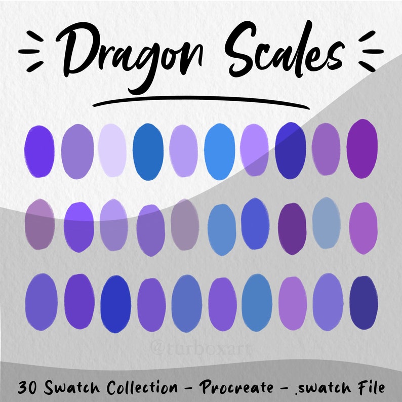 Dragon Scales Color Palette, Blue Swatches, Purple Swatches, Procreate ...