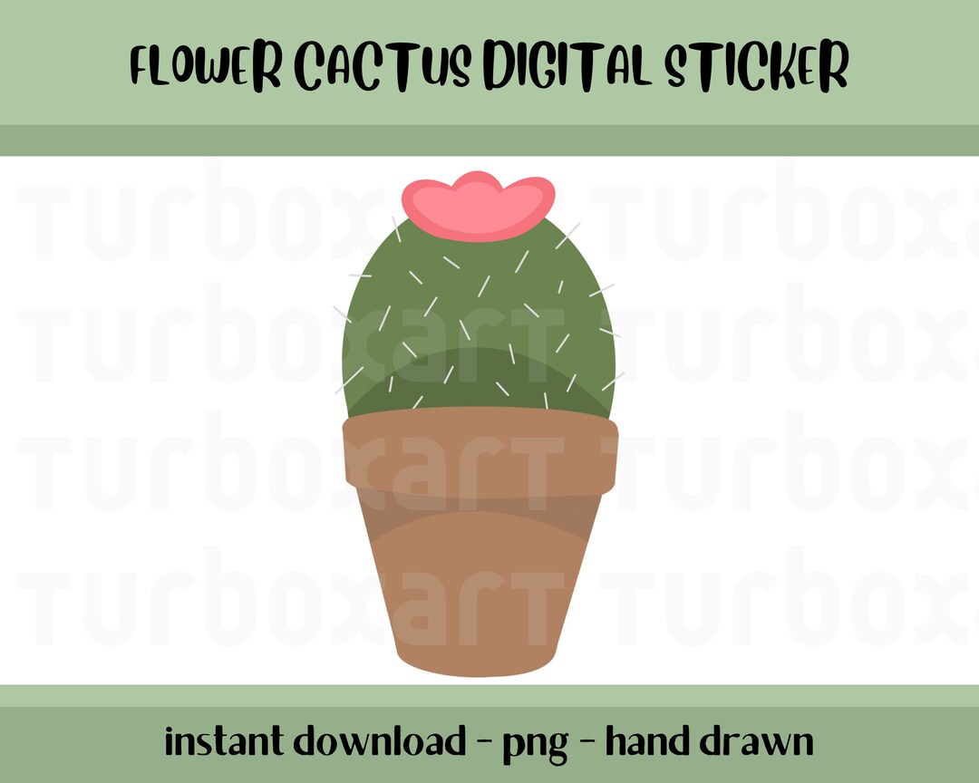 Flower Cactus Digital Sticker Instant Download Clipart - Etsy