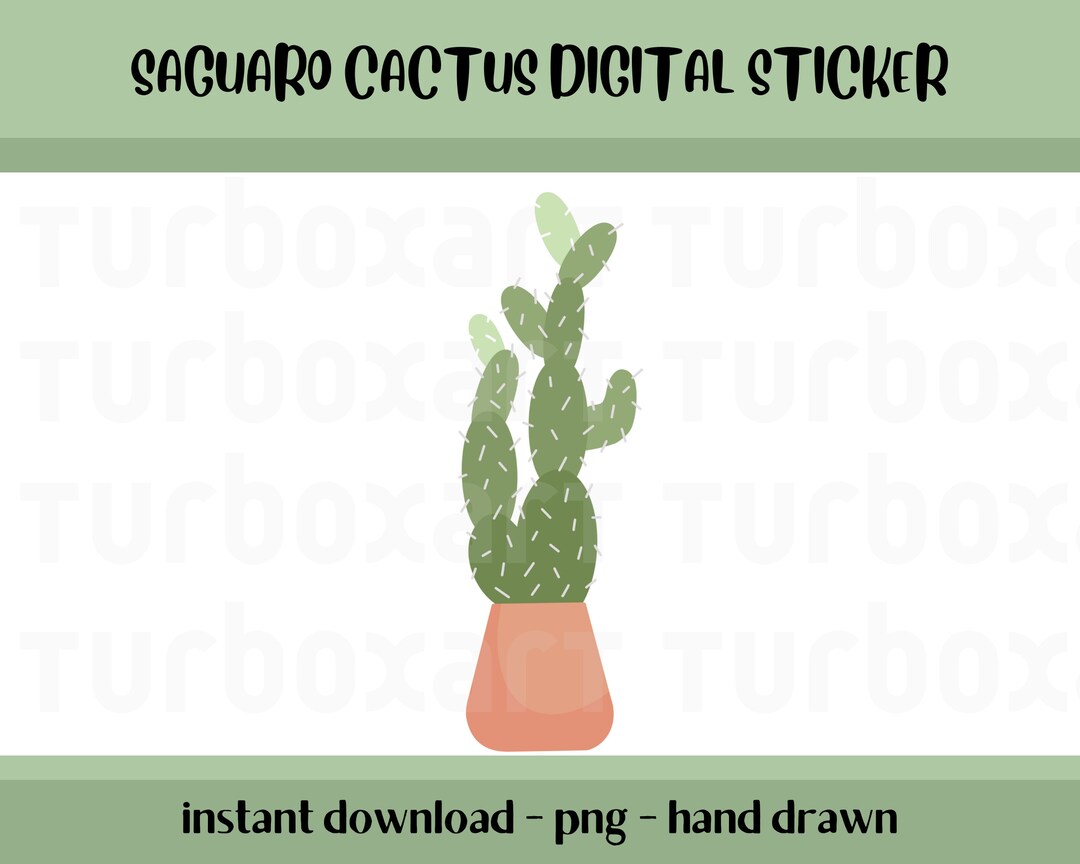 Saguaro Cactus Digital Sticker Digital Sticker PNG Instant - Etsy