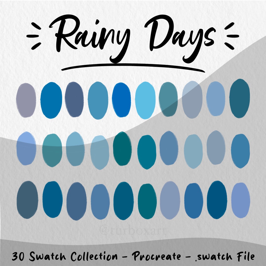 Rainy Days Color Palette, Procreate, iPad Color Palettes, Blue Swatches ...