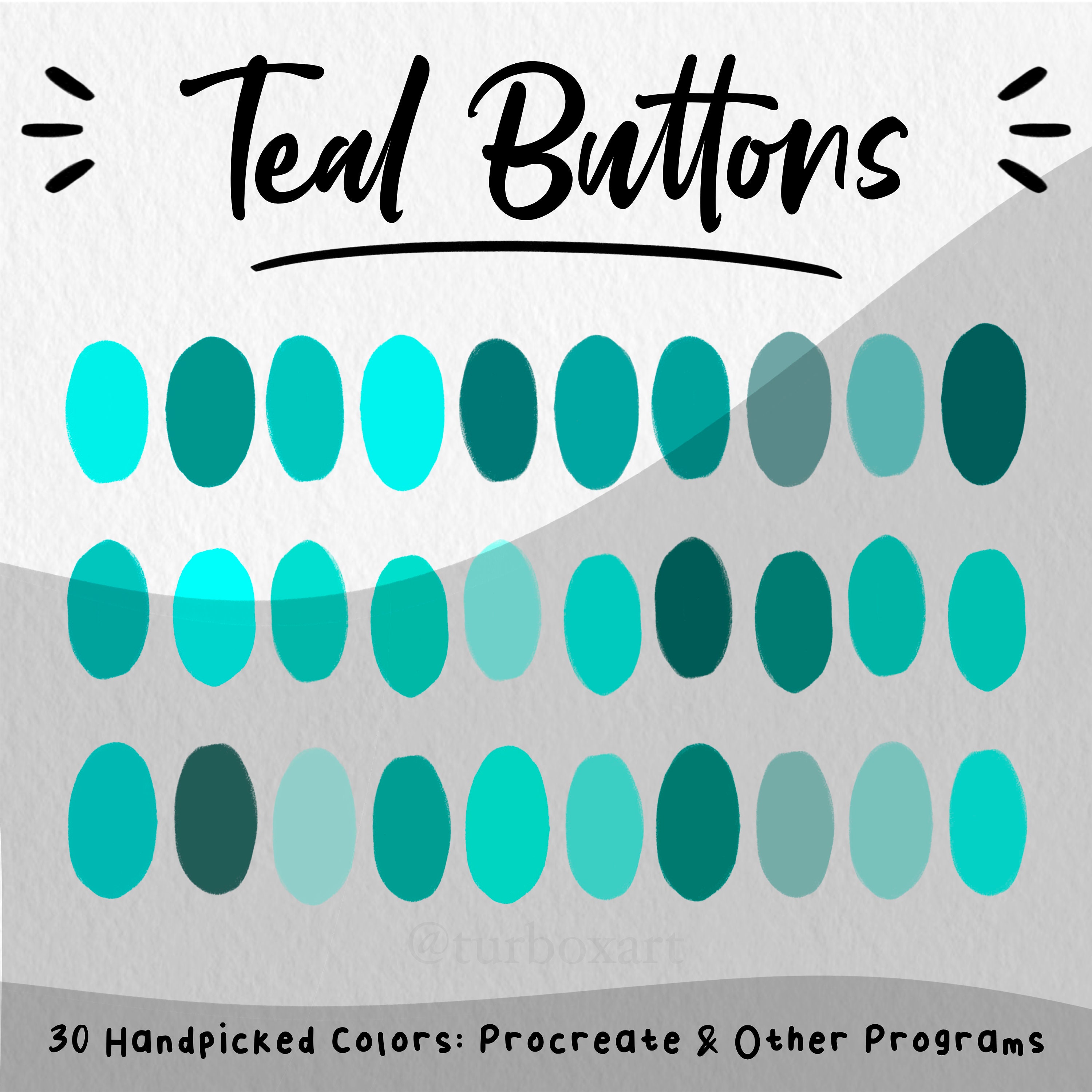 Teal Buttons Color Palette, Procreate, Procreate Color Swatch ...