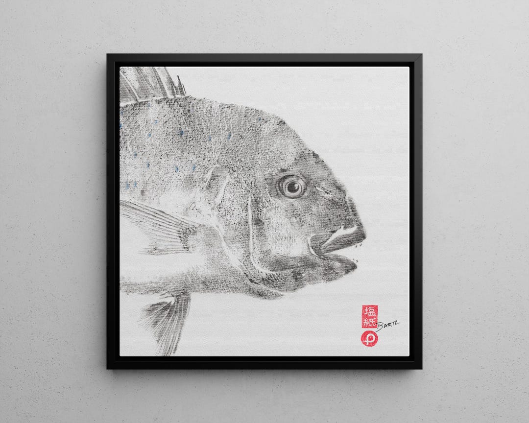 Framed Gyotaku Pink Snapper Canvas Print: Coastal Wall Art - Etsy