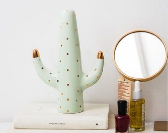 Cactus Jewelry Organizer Tray With Ring Dish Holder Ceramic Trinket ...