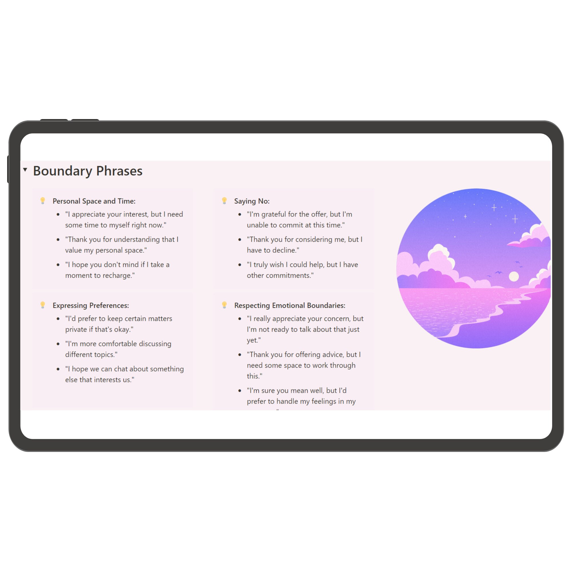 Notion Template Boundary Journal: Template for Setting Personal and Work Boundaries - Etsy
