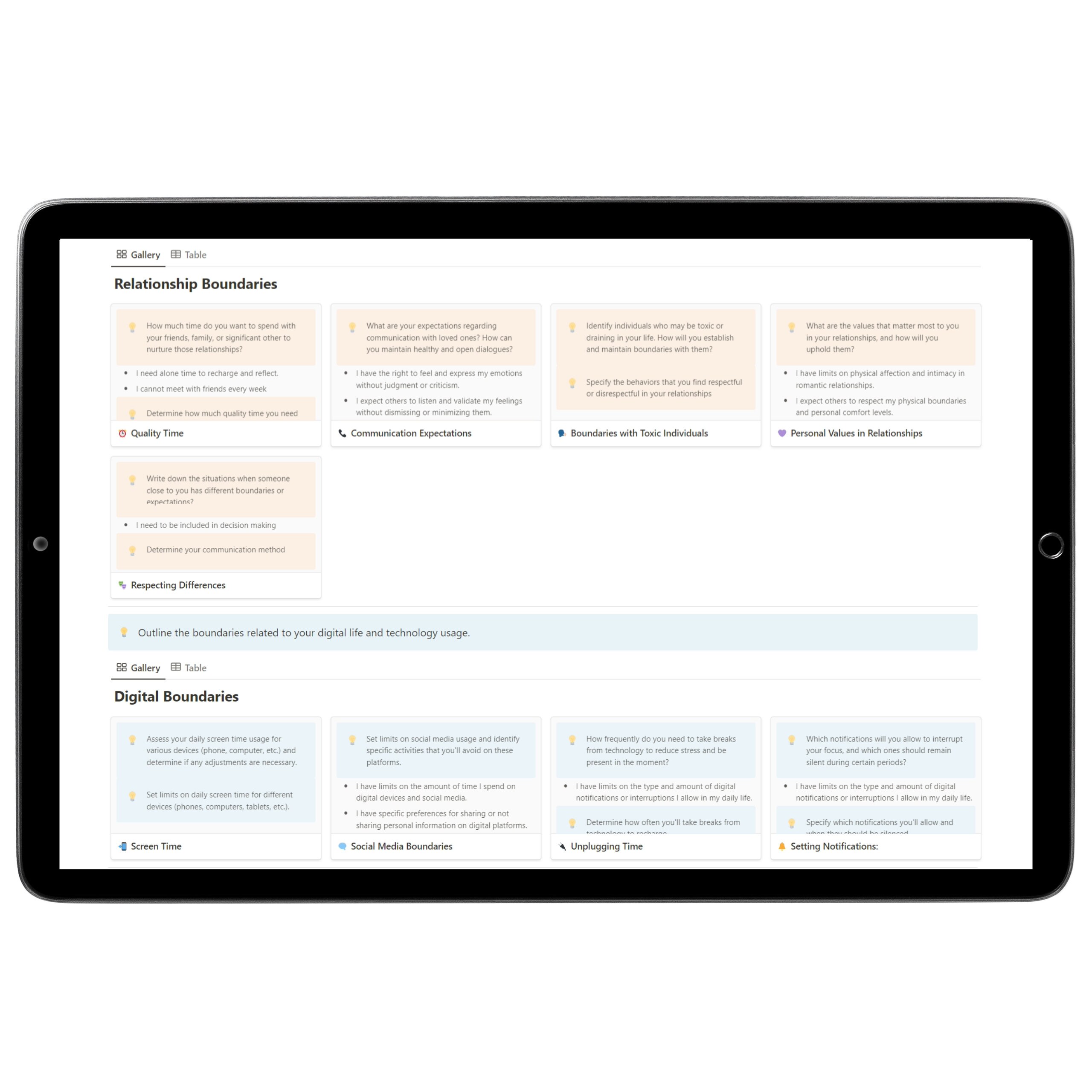 Notion Template Boundary Journal: Template for Setting Personal and Work Boundaries - Etsy