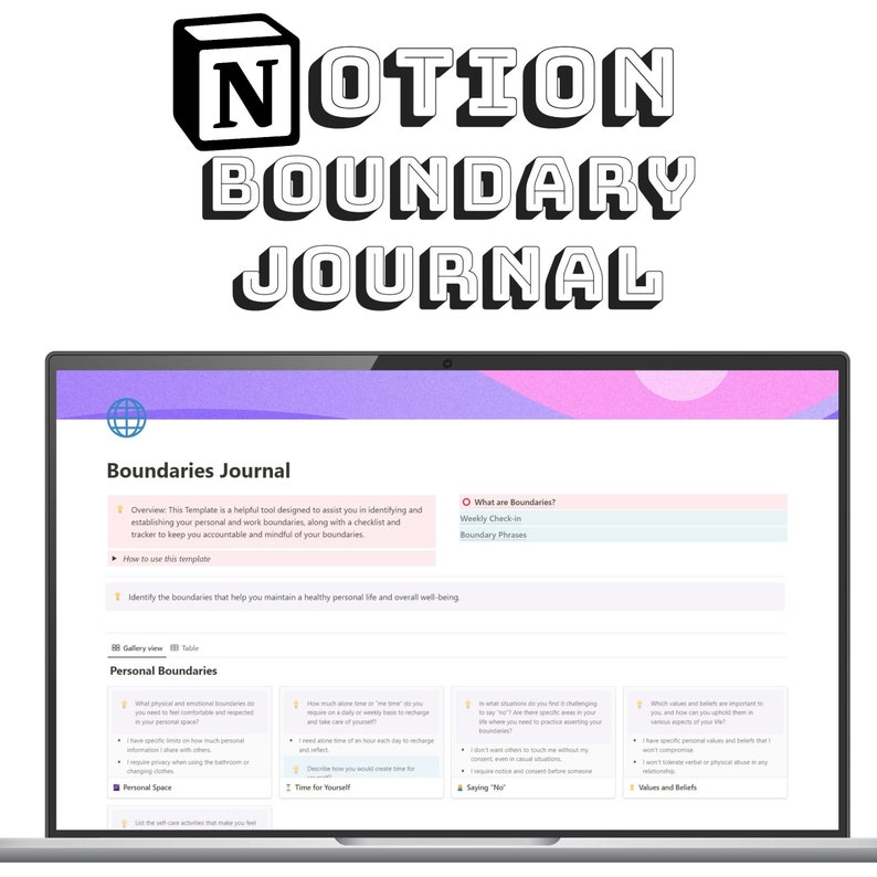 Notion Template Boundary Journal: Template for Setting Personal and ...