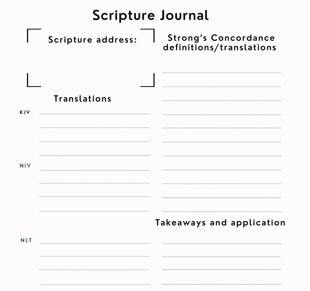 Scripture Journal Template - Black and White - Etsy
