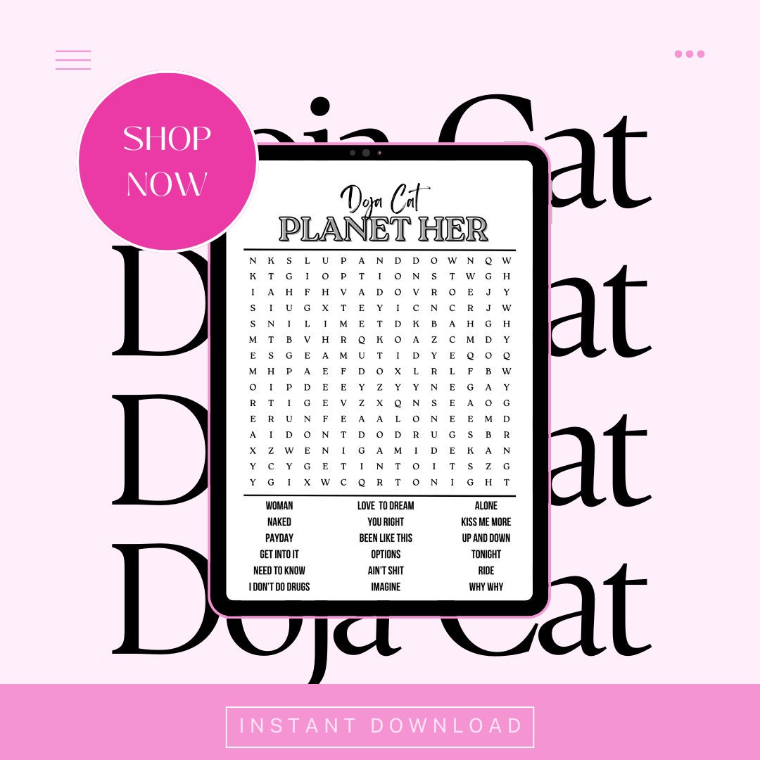 Doja Cat Word Search Puzzle Pack - Fun for Teens and Adults | Printable ...