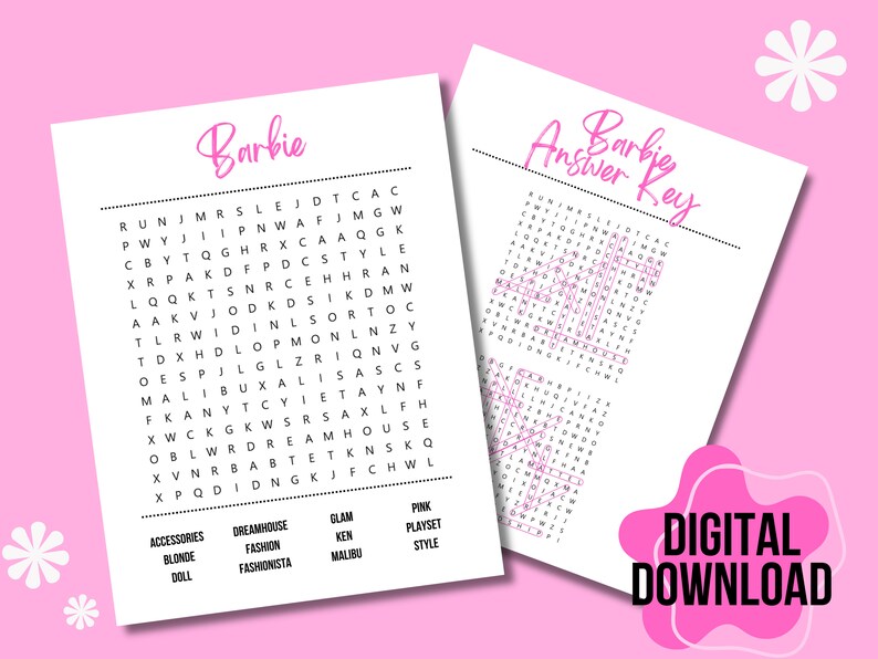 Barbie Word Search Puzzle Fun Activity for All Printable Pages With ...