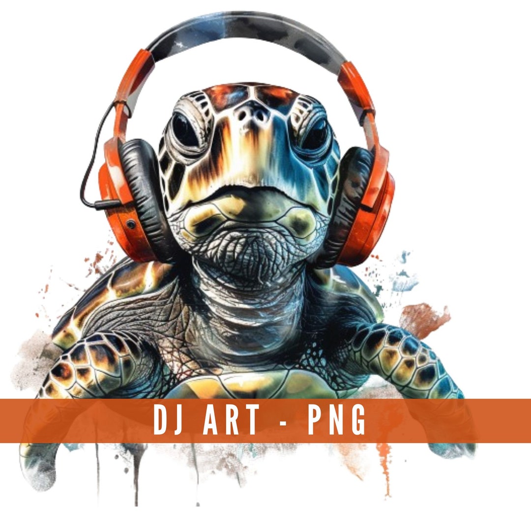 Turtle Png DJ Png Funny Dj Music Png Dj Gift DJ Shirt DJ Beach Png Sea ...