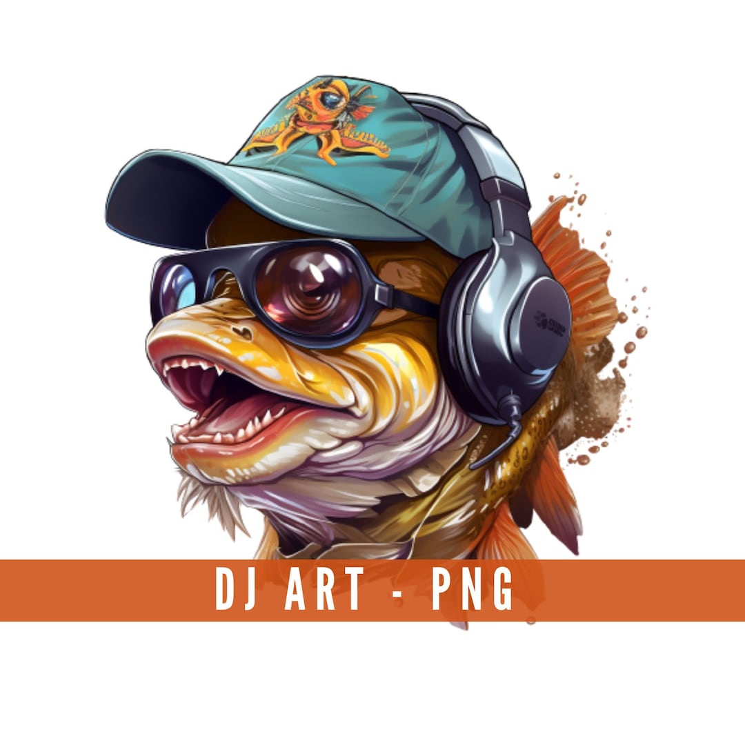 Dj Fish Png Funny DJ Png Dj Music Png Dj Gift DJ Shirt DJ Tshirt Png ...