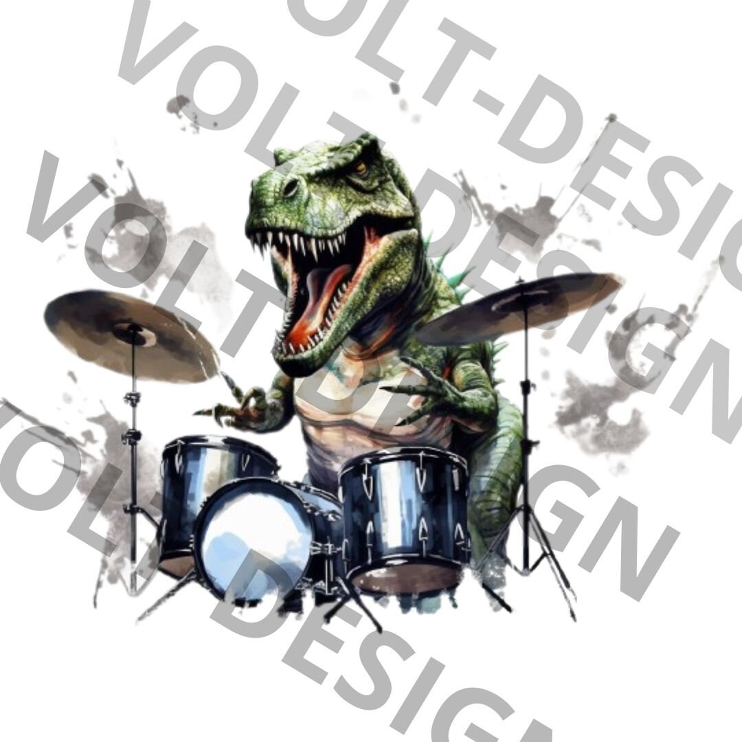 Rock Dino Drummer Drum Player T-rex Dinosaur Png Sublimation Designs, Electric Guitar Monster ...