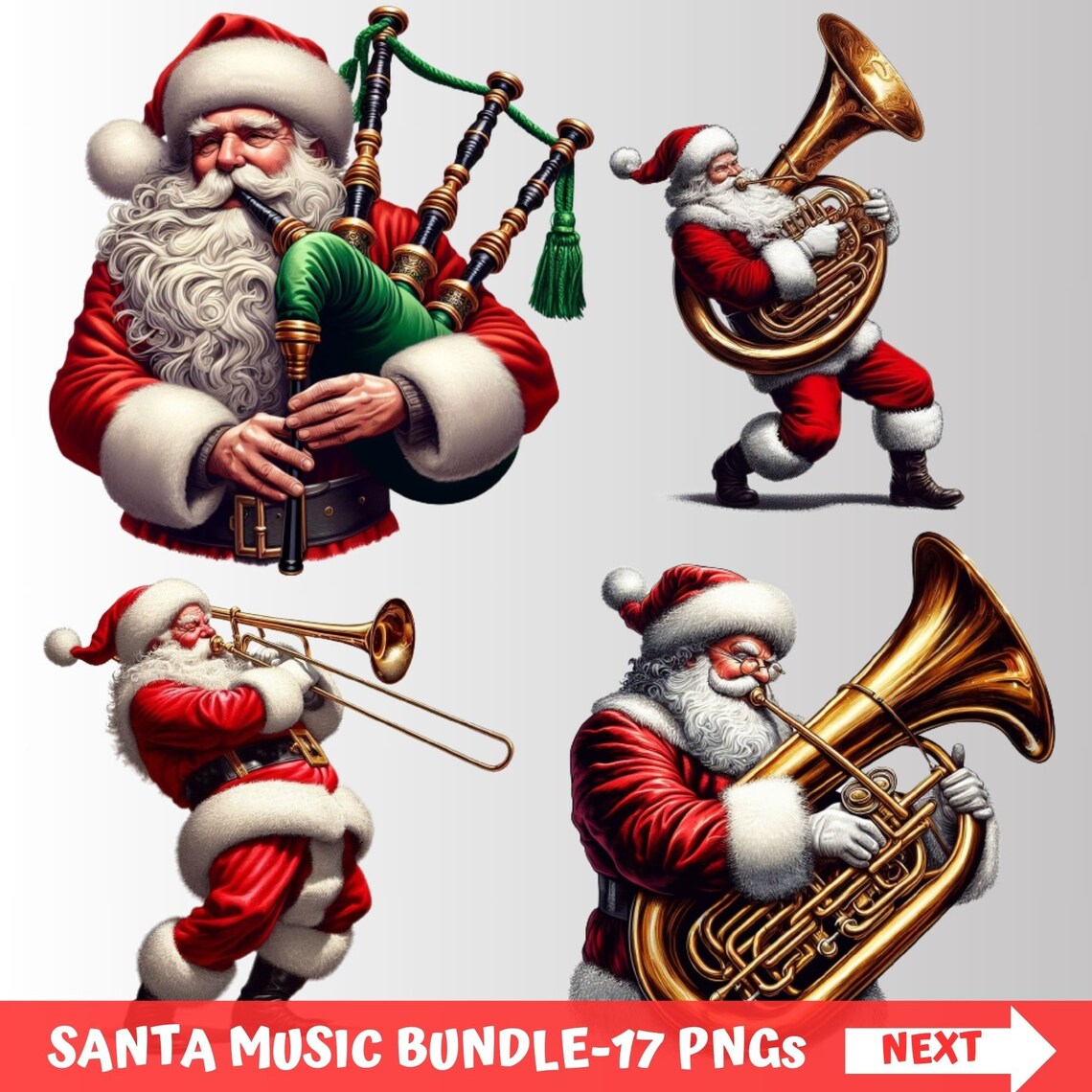 Music Christmas Bundle Music Instruments Bundle Funny Santa Bundle ...