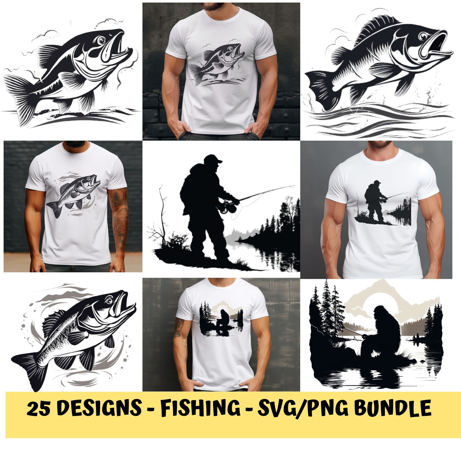 Fishing Svg Bundle SVG Sasquatch Svg Fish Svg Fishing Png Fisherman Svg ...