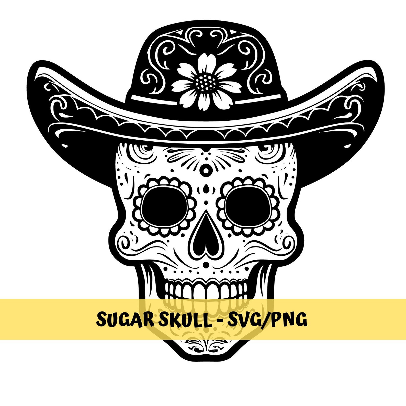 Sugar Skull SVG Day of the Dead Svg Funny Skull Cowboy Hat Svg Funny ...