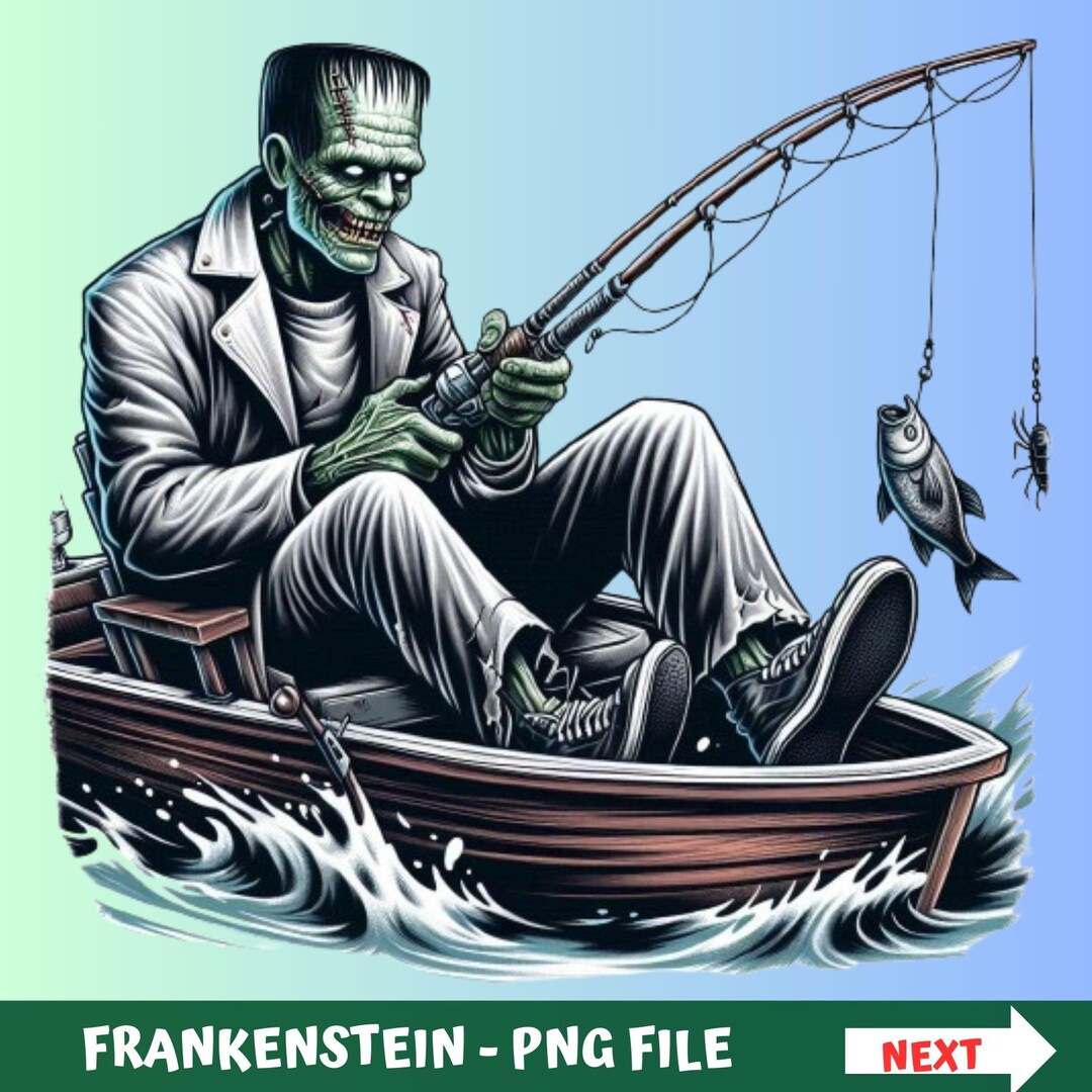 Frankenstein Fishing Png Tumbler Wrap Png Fishing Shirt Funny Fishing ...