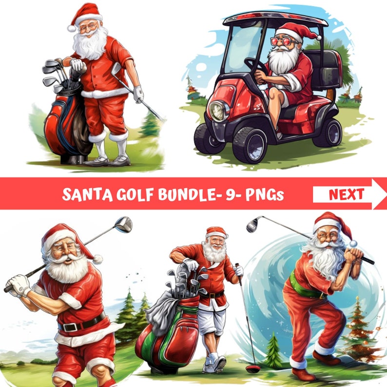 Santa Golf Player Funny Santa Bundle Png Funny Golf Bundle Santa Claus ...