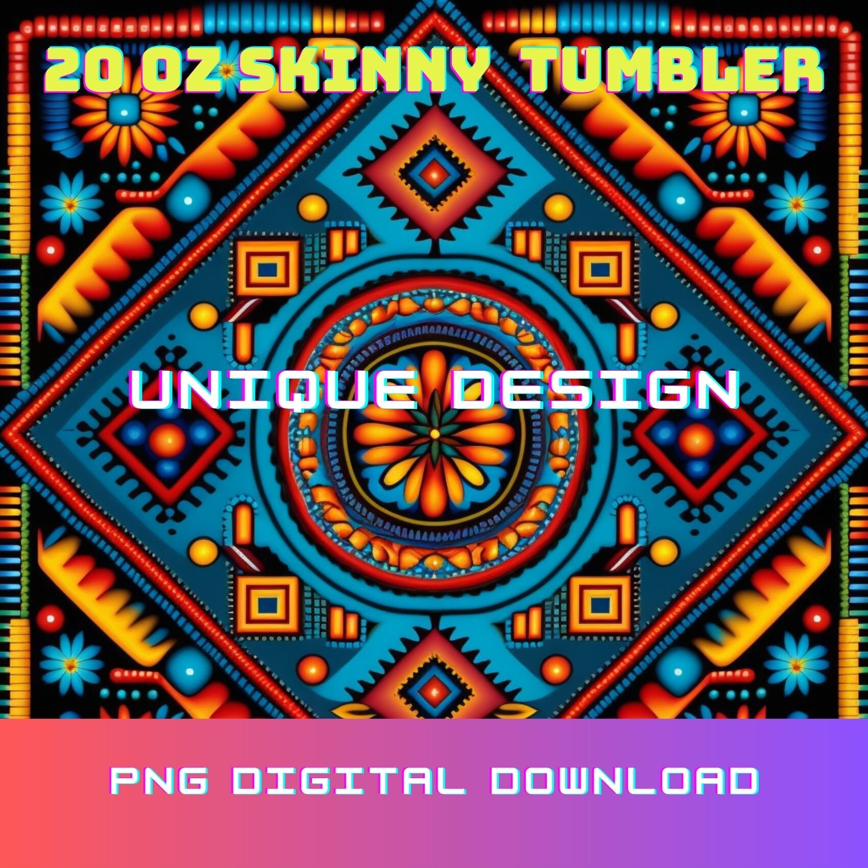Mexicantumbler Wrap PNG Huichol Pattern Design Colorful 20 Oz - Etsy