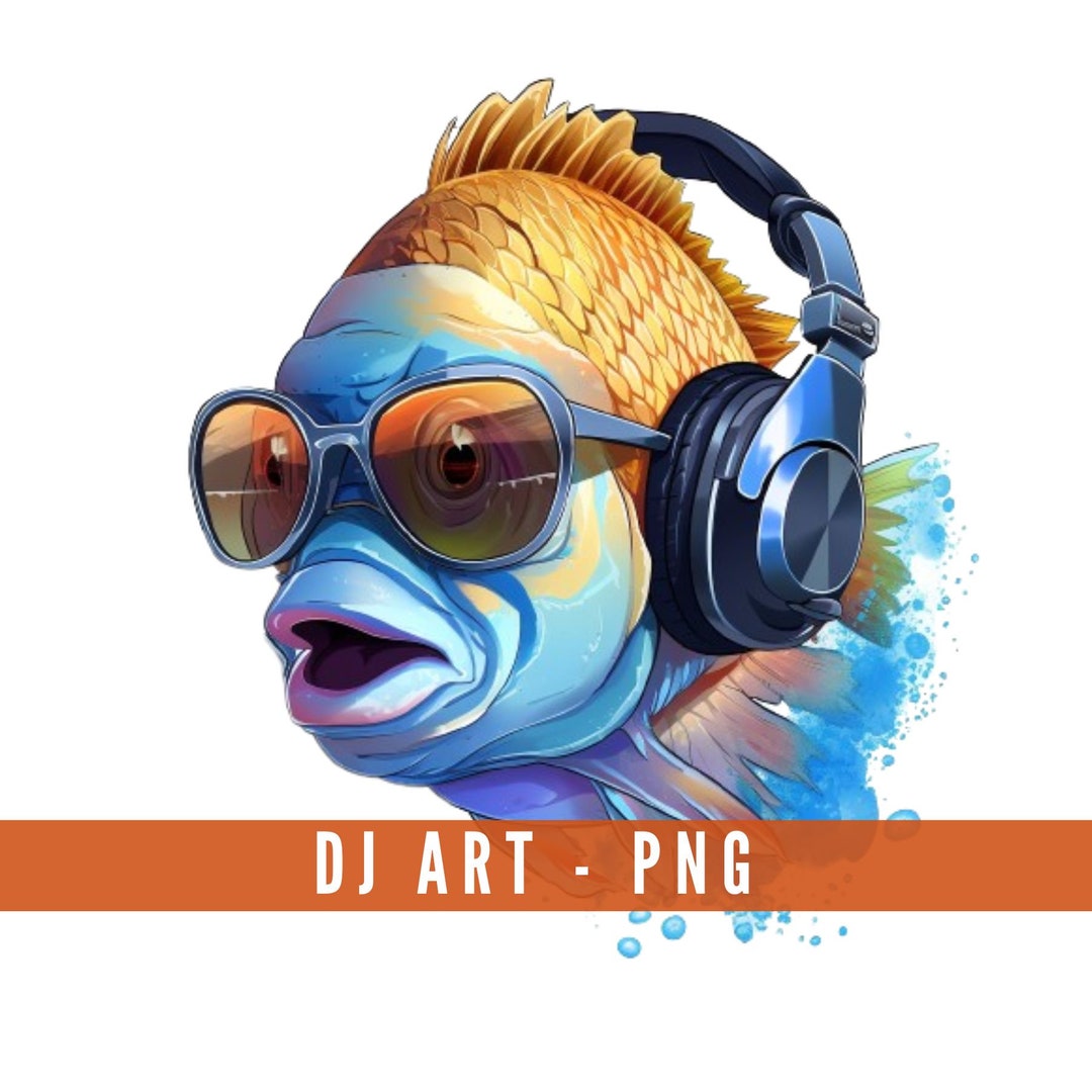 Dj Fish Png Funny DJ Png Dj Music Png Dj Gift DJ Shirt DJ Tshirt Png ...