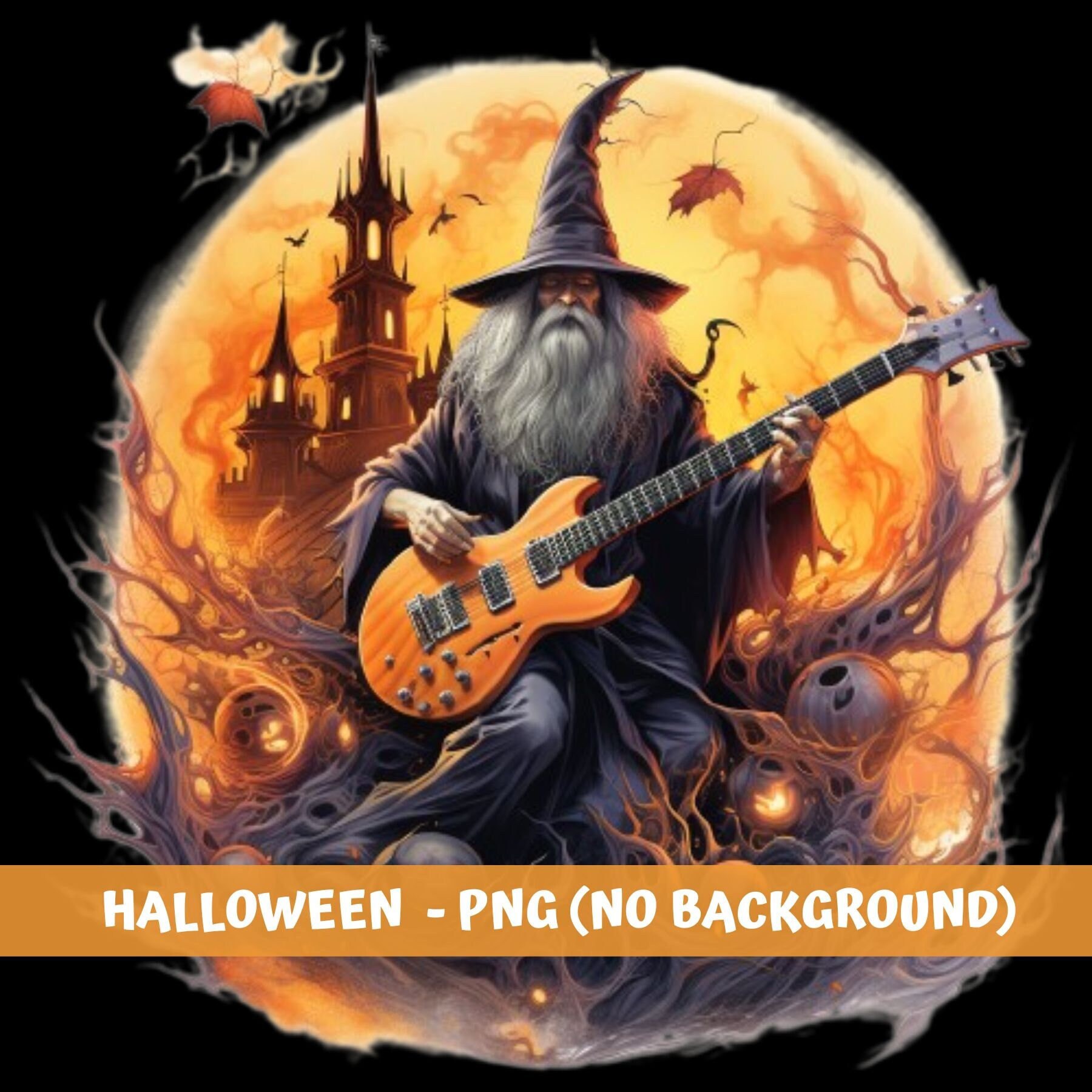 Halloween Wizard Png Rock Png Wizard Playing Guitar Png - Etsy