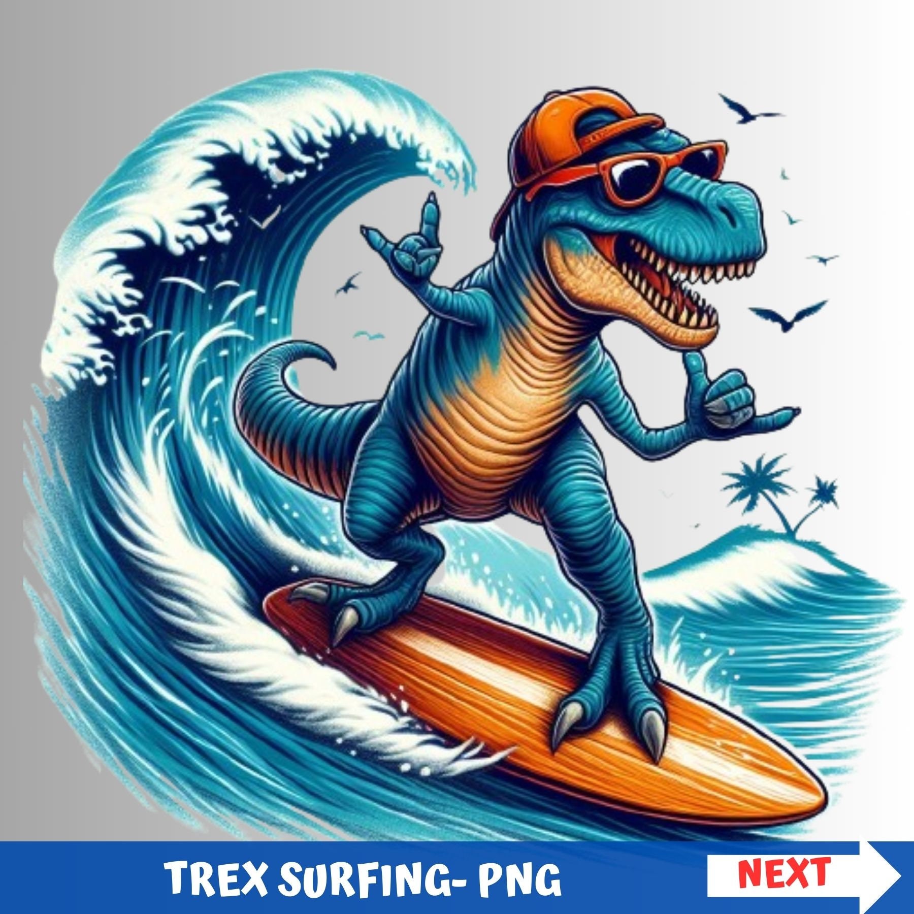 Surfer T-rex Png Sports Png Dinosaur Sublimation Png Surf Dinosaur ...