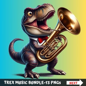 Music Trex Bundle Music Instruments Bundle Funny Dinosaur Bundle Trex ...