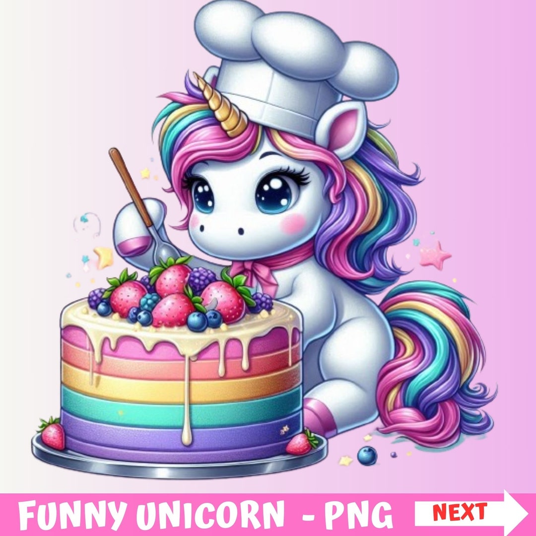 Cute Chef Unicorn Png Funny Unicorn Png Cute Unicorn Cake Png Birthday ...