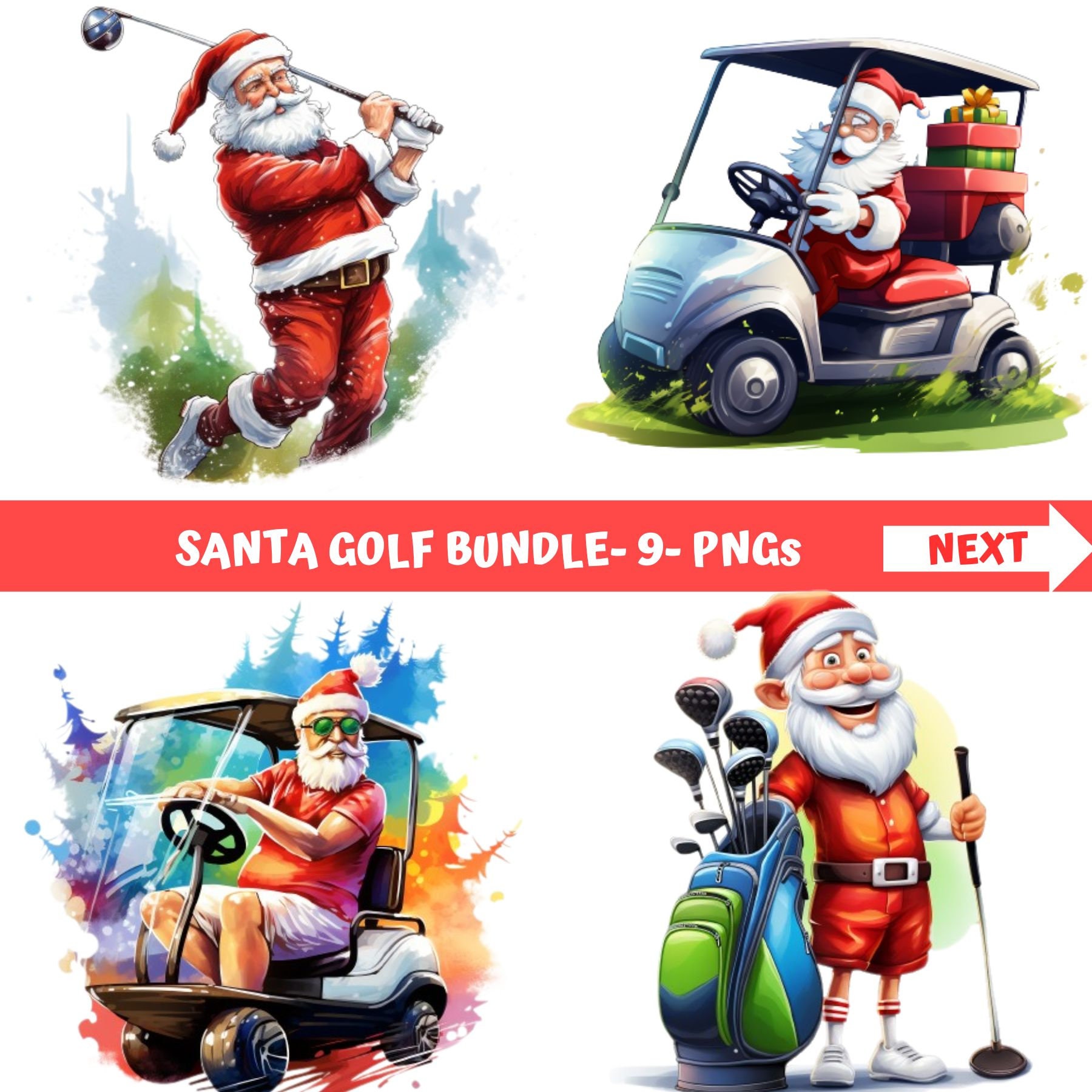Santa Golf Player Funny Santa Bundle Png Funny Golf Bundle Santa Claus ...