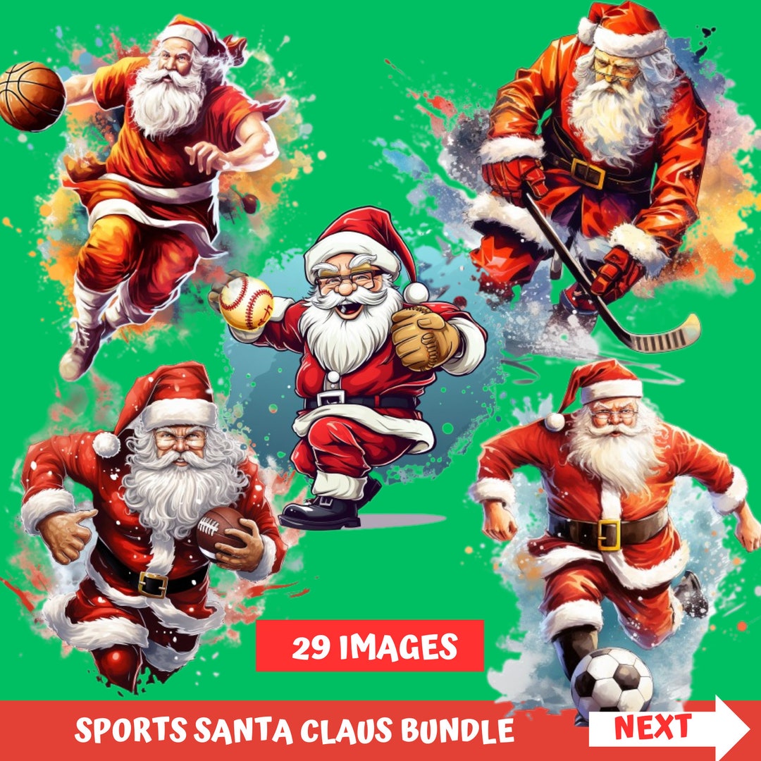 Sports Christmas Bundle Sports Santa Bundle Funny Christmas Png Santa ...