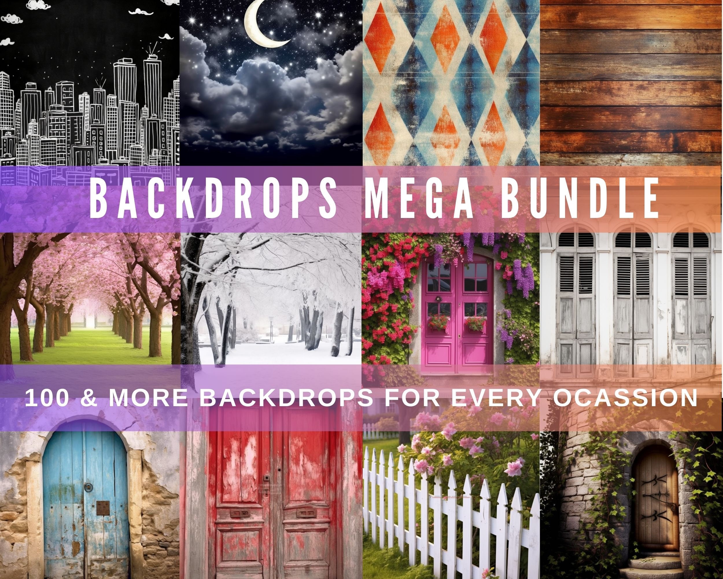 LIFETIME Digital Backdrops More Than 100 Backdrops Bundle - Etsy